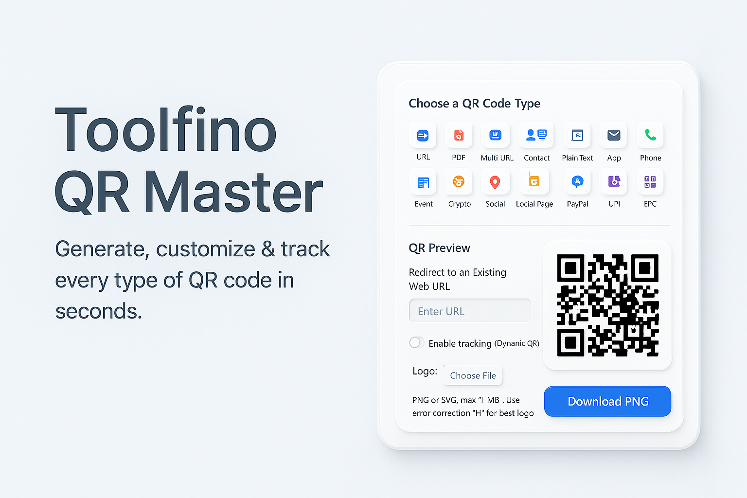 Toolfino QR Master: Ultimate QR Code Creator and Generator 2025 - Toolfino